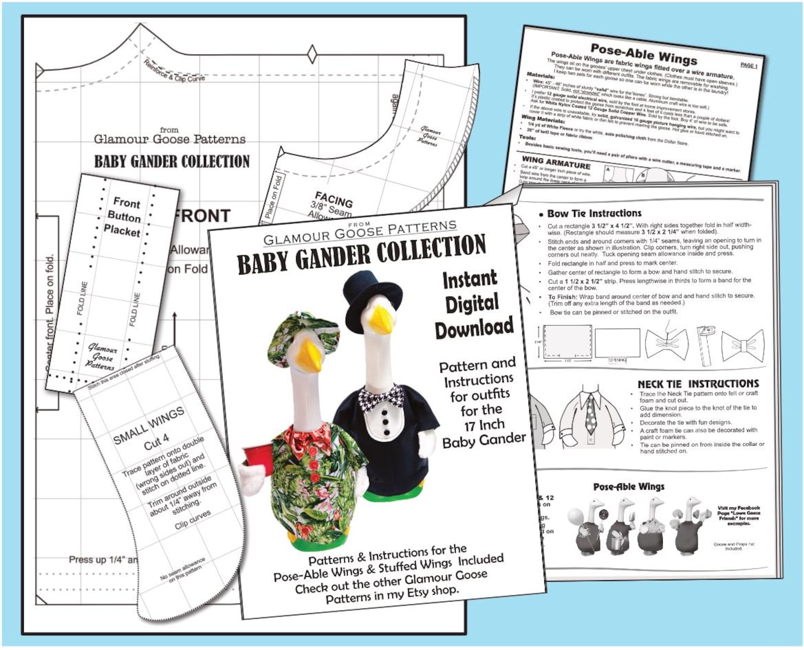 Digital Baby Gander Porch Goose Clothes Pattern. for 17" Plastic Goose ...