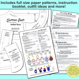 Goose Outfits Pattern for RUFFLED DRESS and Accessories. CHOOSE From 2 ...