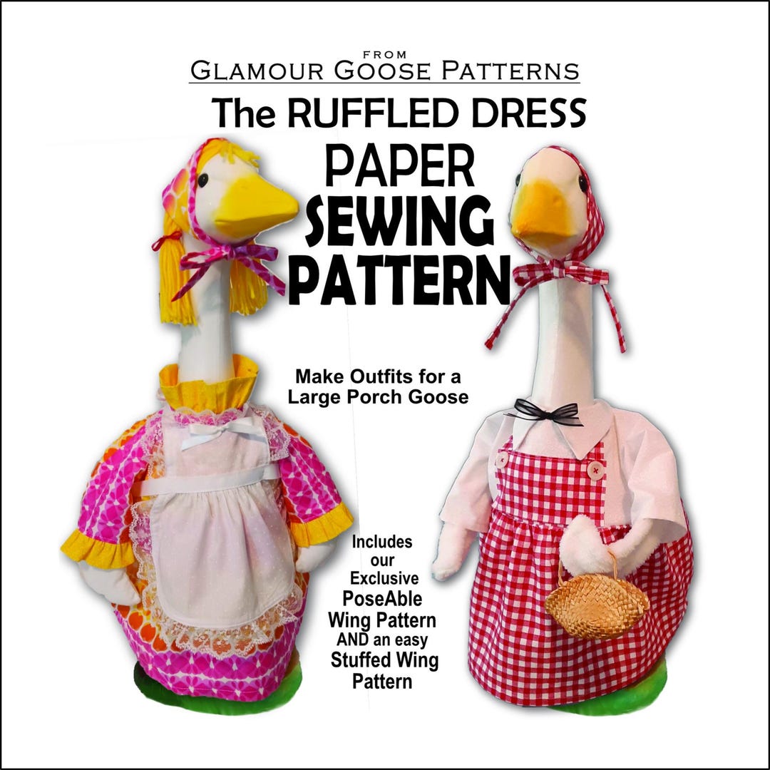 Goose Outfits Pattern for RUFFLED DRESS and Accessories. With Poseable ...