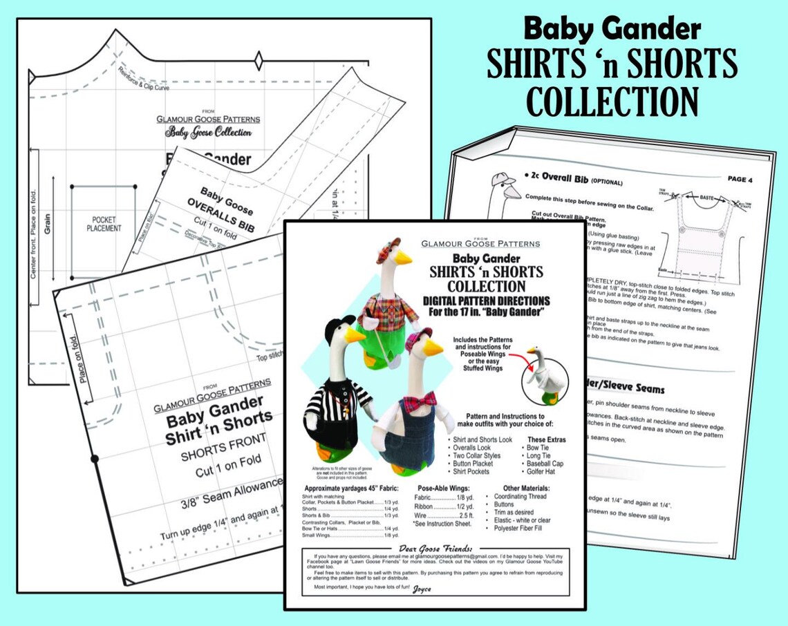 Digital Baby Porch Goose Clothes Pattern. for 17" Plastic Goose ...