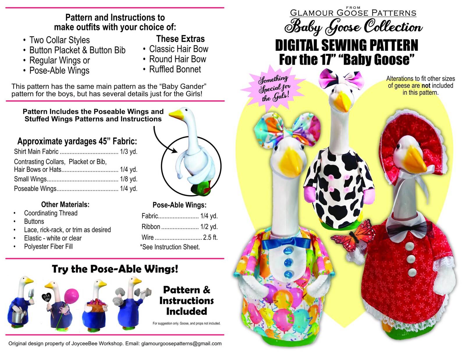 Digital Baby Porch Goose Clothes Pattern. for 17" Plastic Goose ...