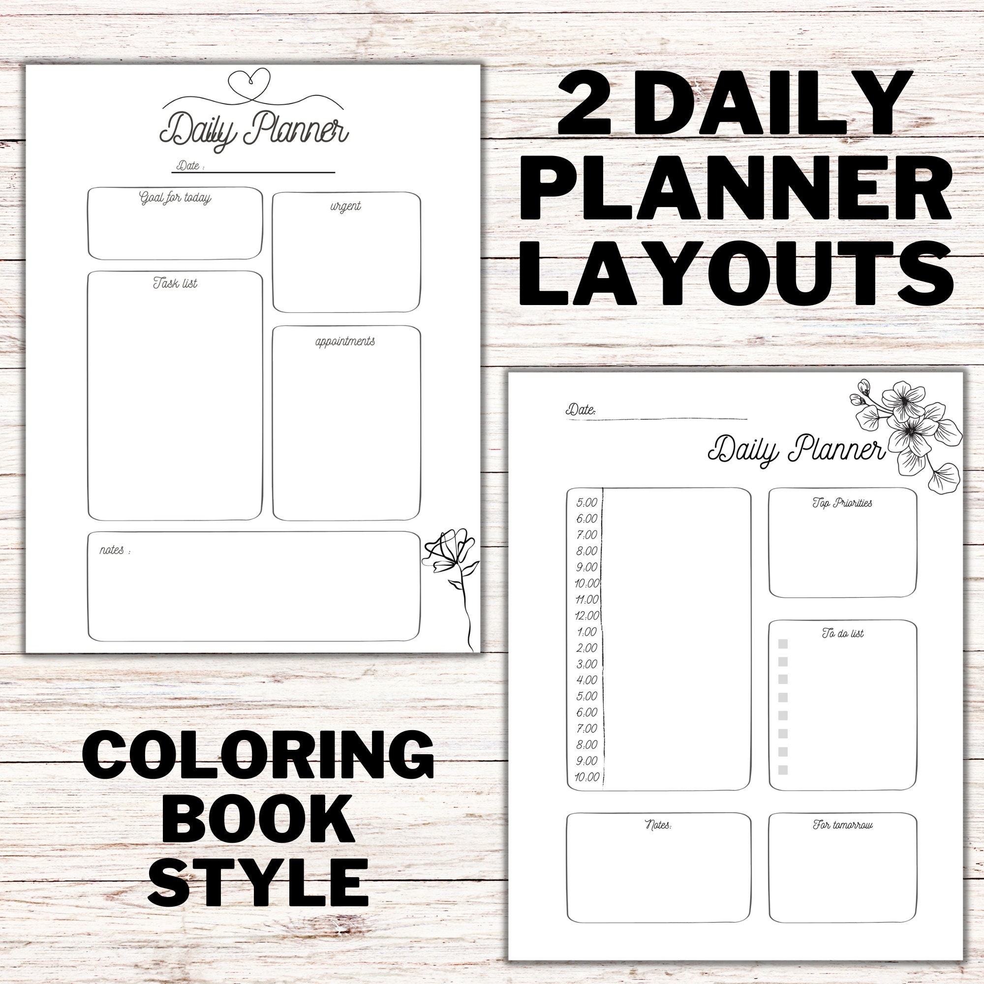 PRINTABLE Floral UNDATED Monthly & Weekly Planner |coloring Bullet ...