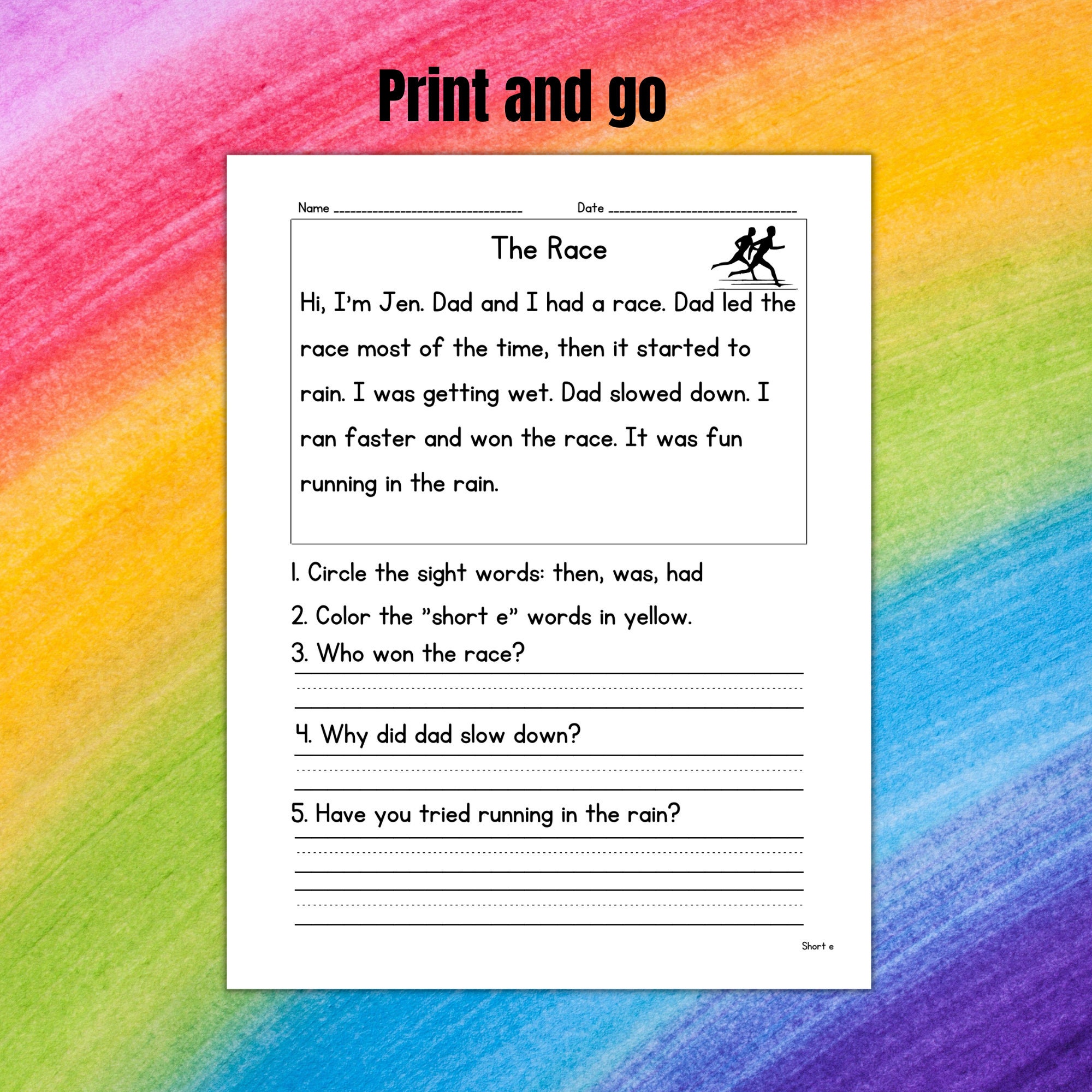 Differentiated Phonics (short E) Story Passage Reading Comprehension ...