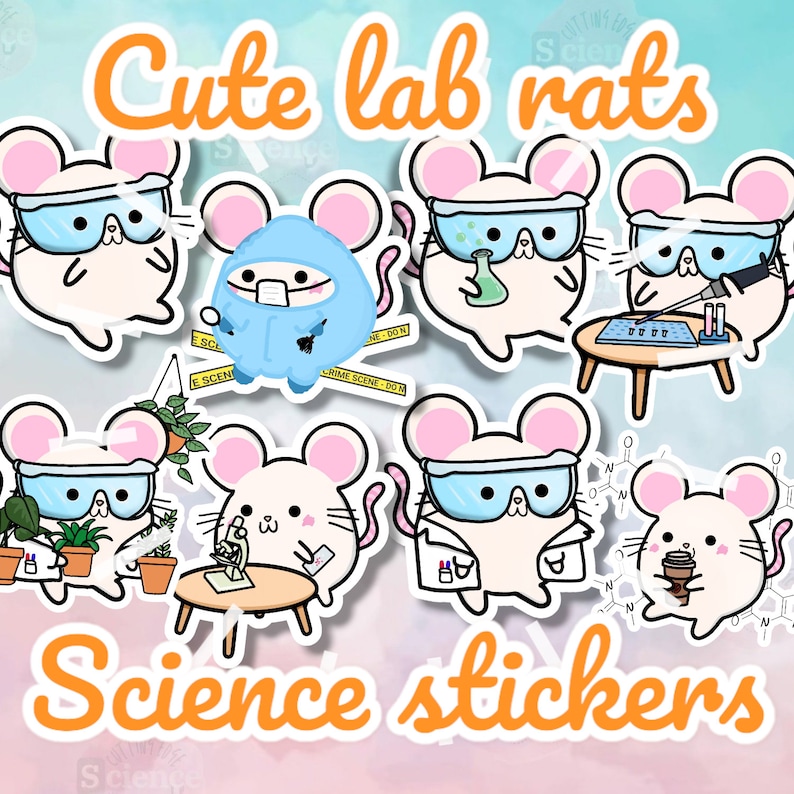 Lab Rat Science Stickers, Cute Vinyl Decals - Etsy