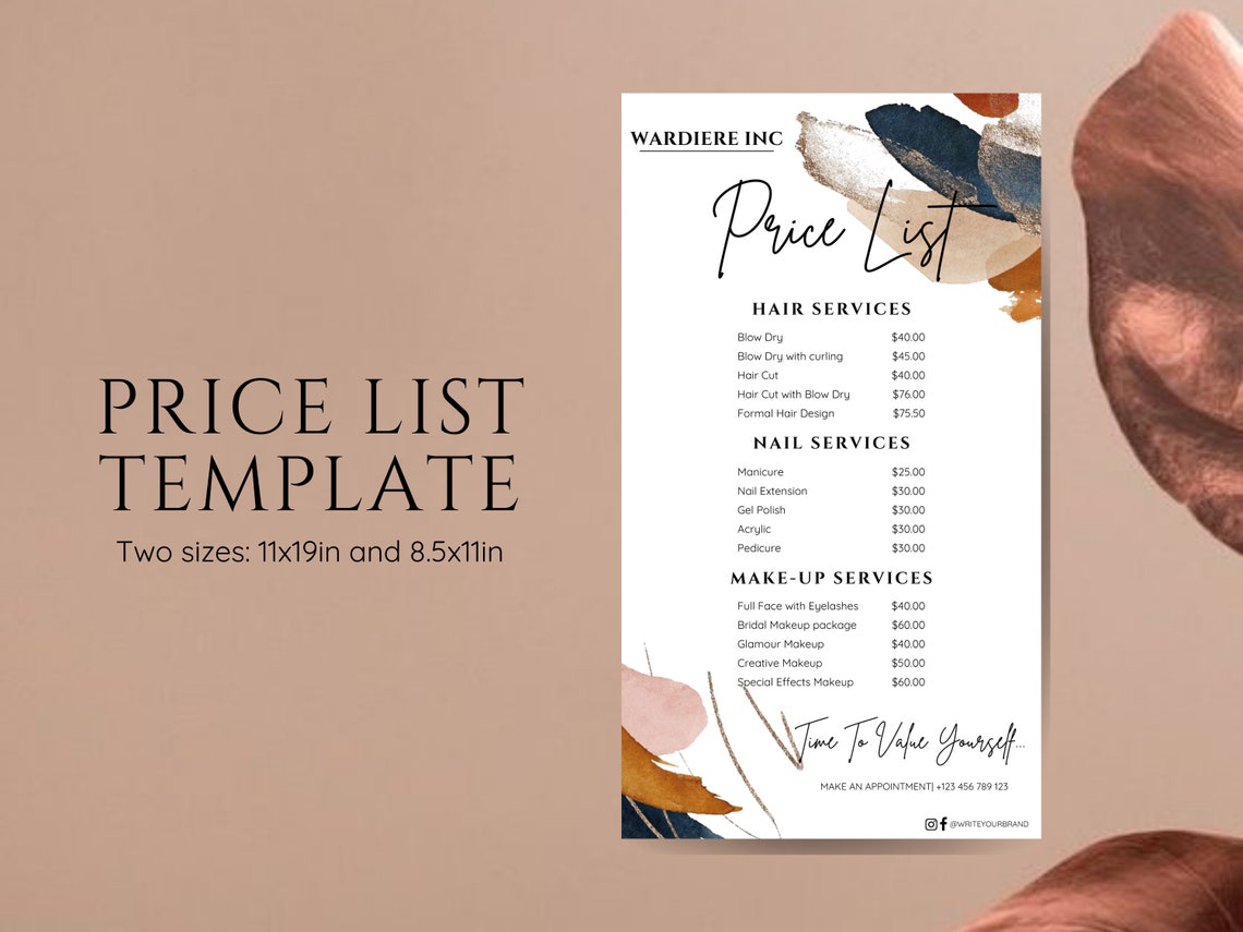 Price List Template for Small Business and Beauty Salon|canva - Etsy