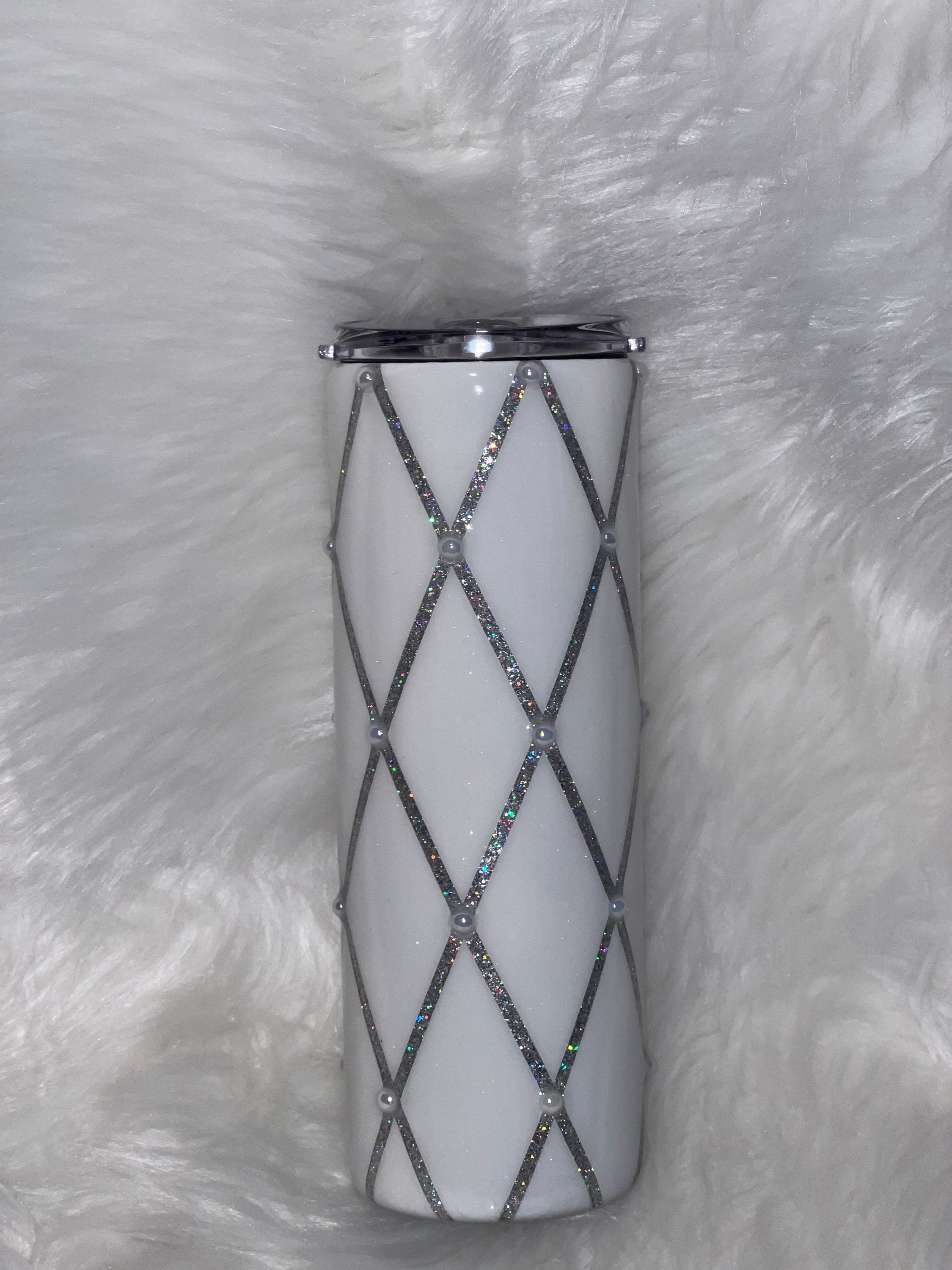 Diamond Tumbler With Pearls, Diamond Glitter Tumbler, Wedding Tumbler ...