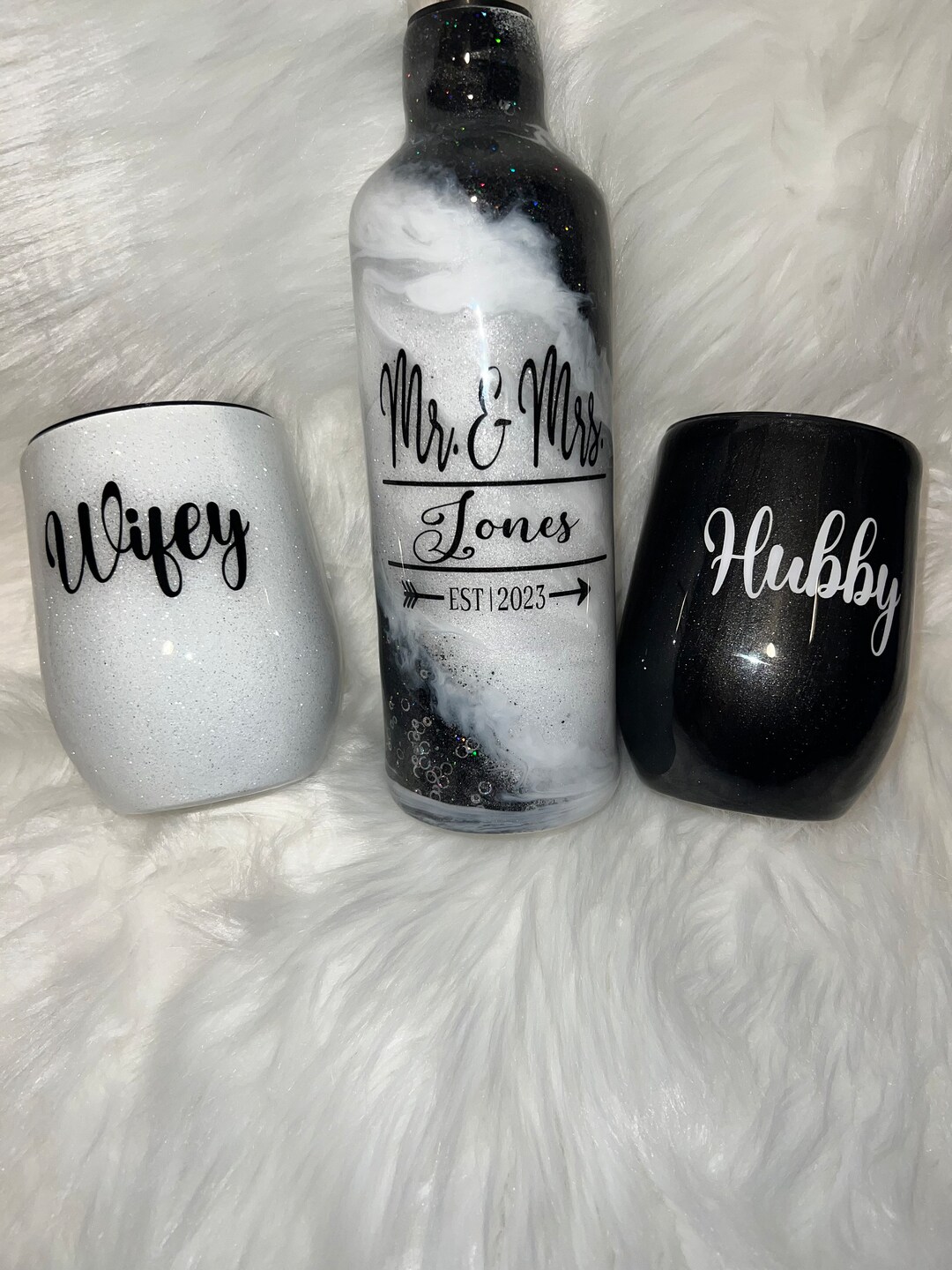 Custom Wine Glass Set, Glitter and Mica Wine Set, Wedding Wine Set ...