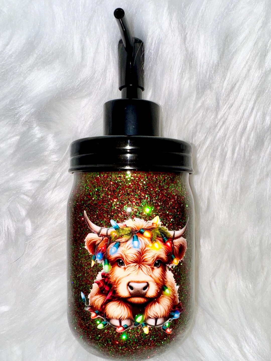 Highland Cow Glass Soap Dispenser , Christmas Soap Dispenser, Cow Soap ...