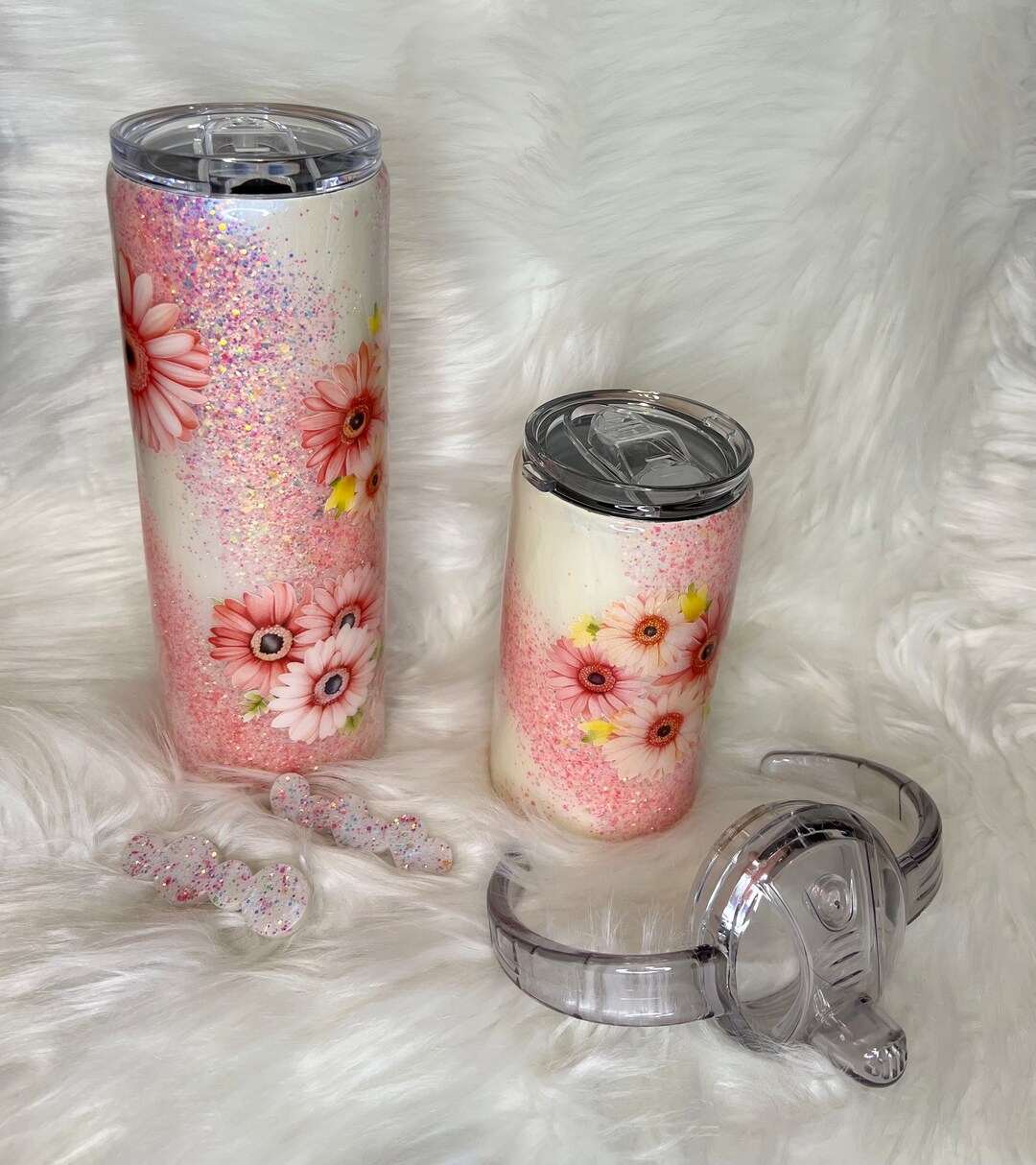 Daisy Tumblers, Pink and White Floral, Matching Mommy and Daughter ...