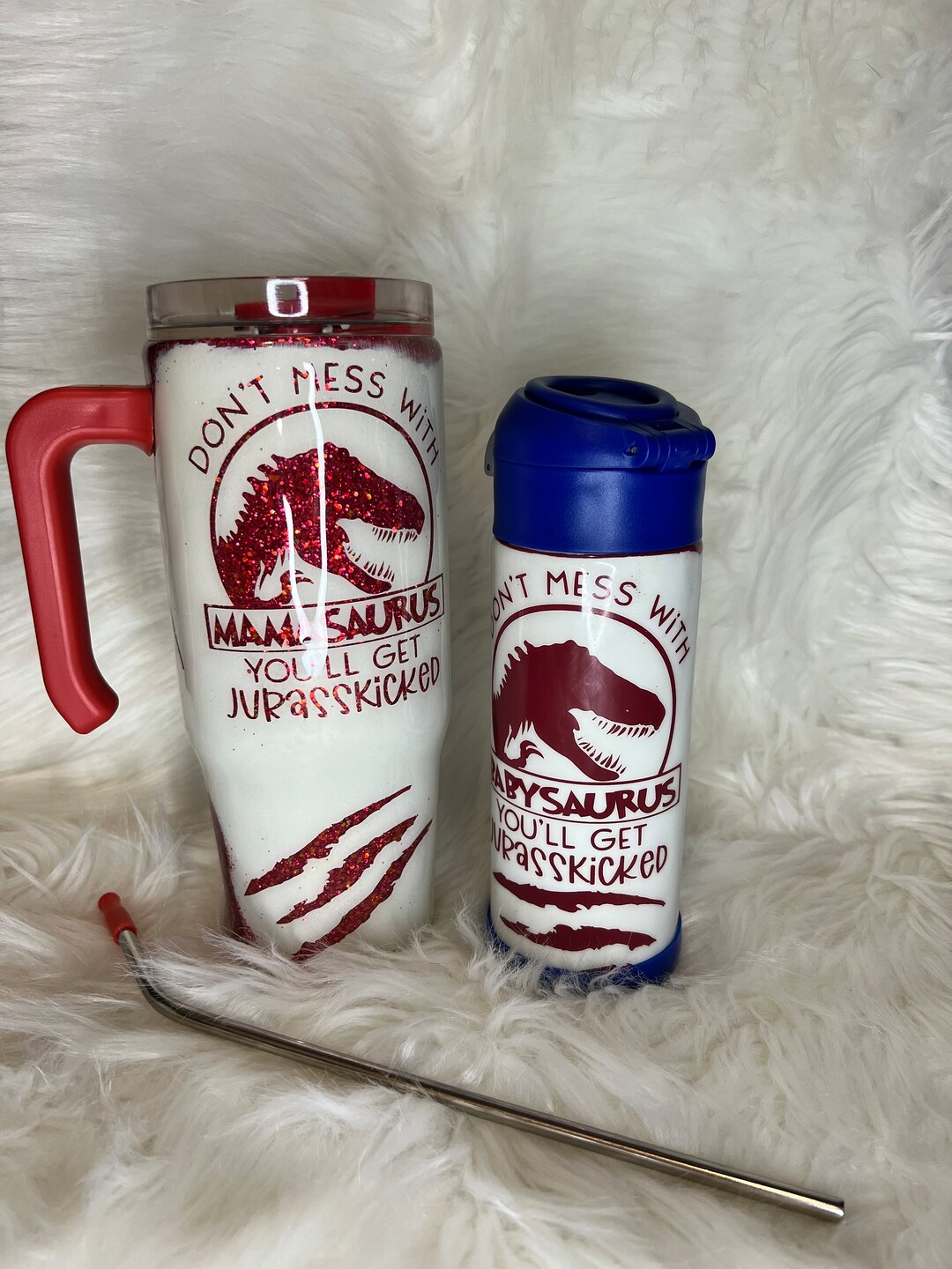 Matching Mom and Baby Saurus Tumblers: Dinosaur Stainless Steel Cups - Etsy