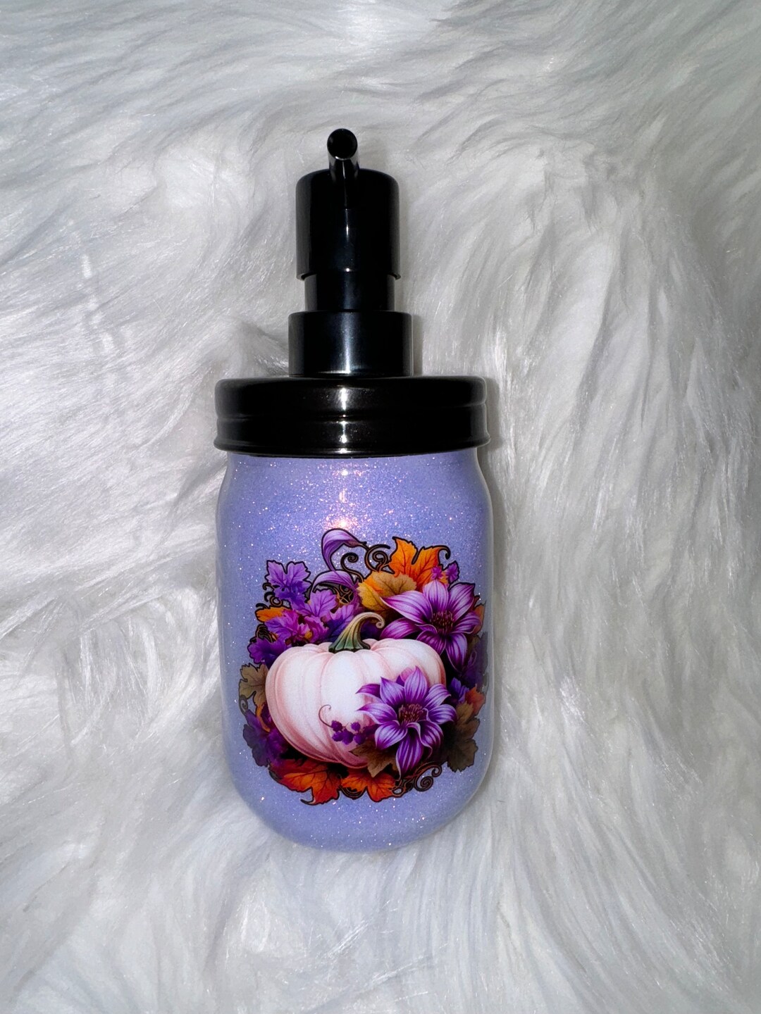 Pumpkin and Flower Glass Soap Dispenser , Fall Soap Dispenser, Pumkin ...