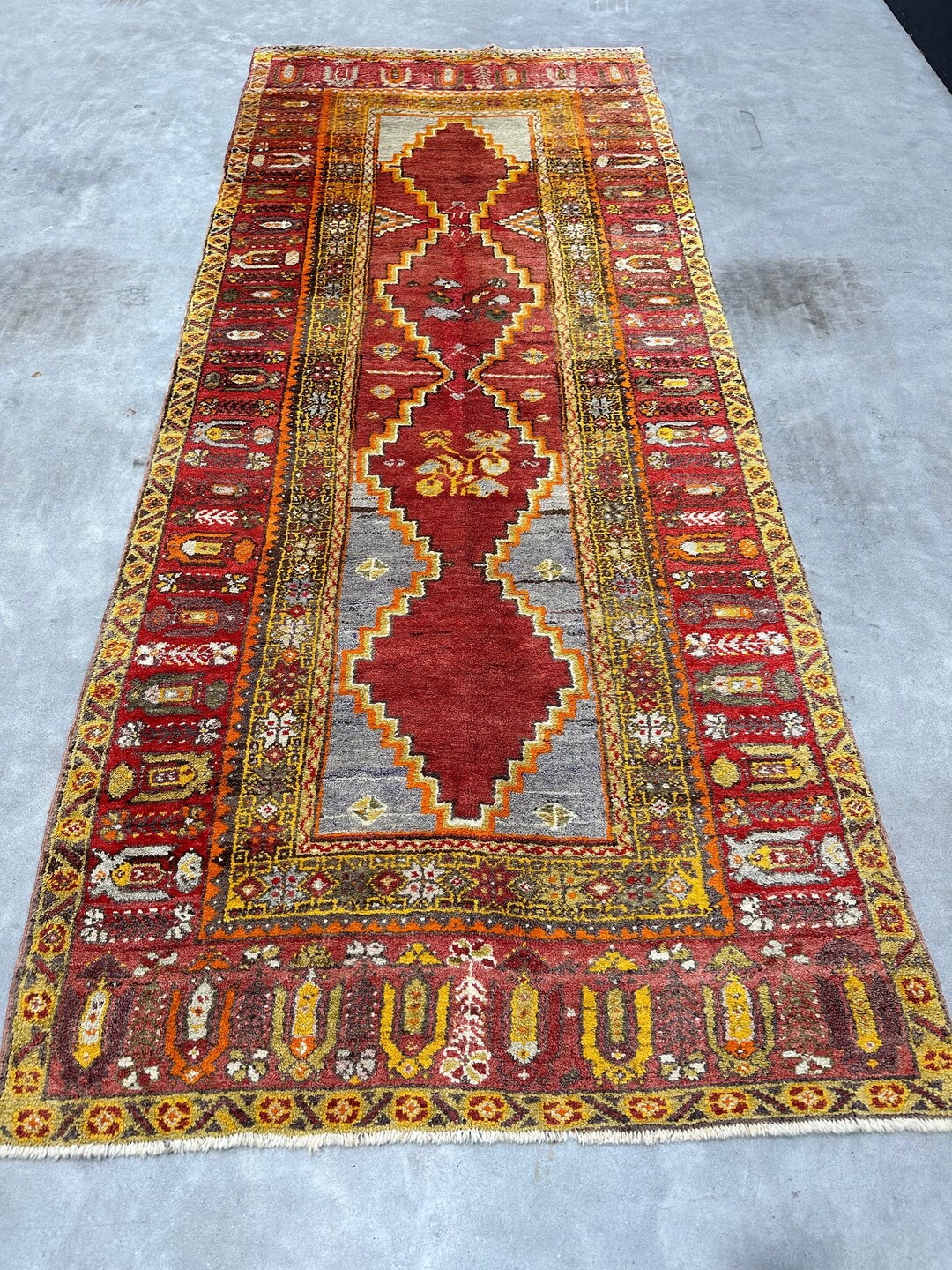 Vintage Turkish Runner , 4' X 9'11 , Wide Runner , Turkish Runner ...