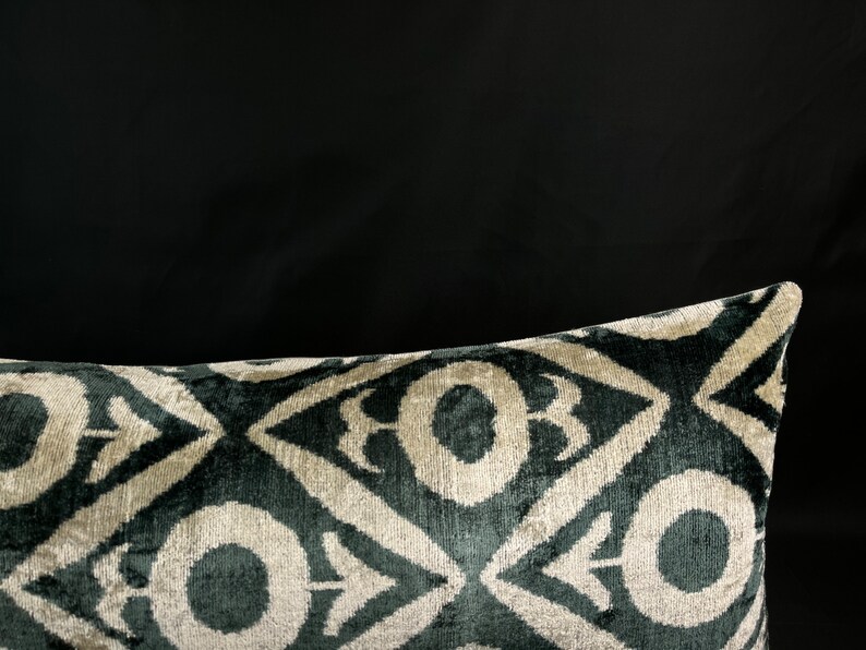 Green Ikat Pillow Covervelvet Ikat Pillowlumbar Ikat - Etsy