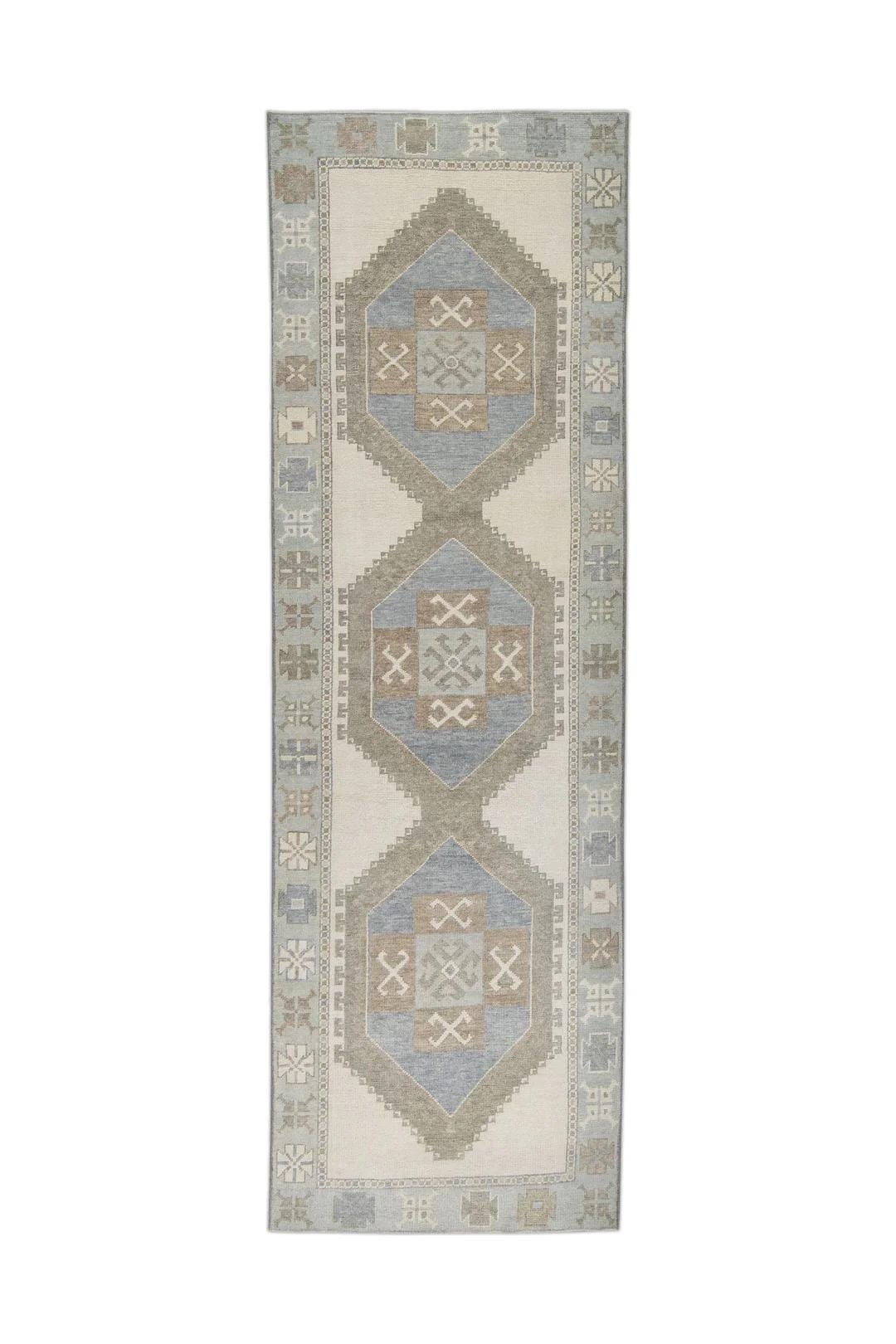 4x11 Handmade Turkish Oushak Rug Blue Green Oriental Runner - Etsy