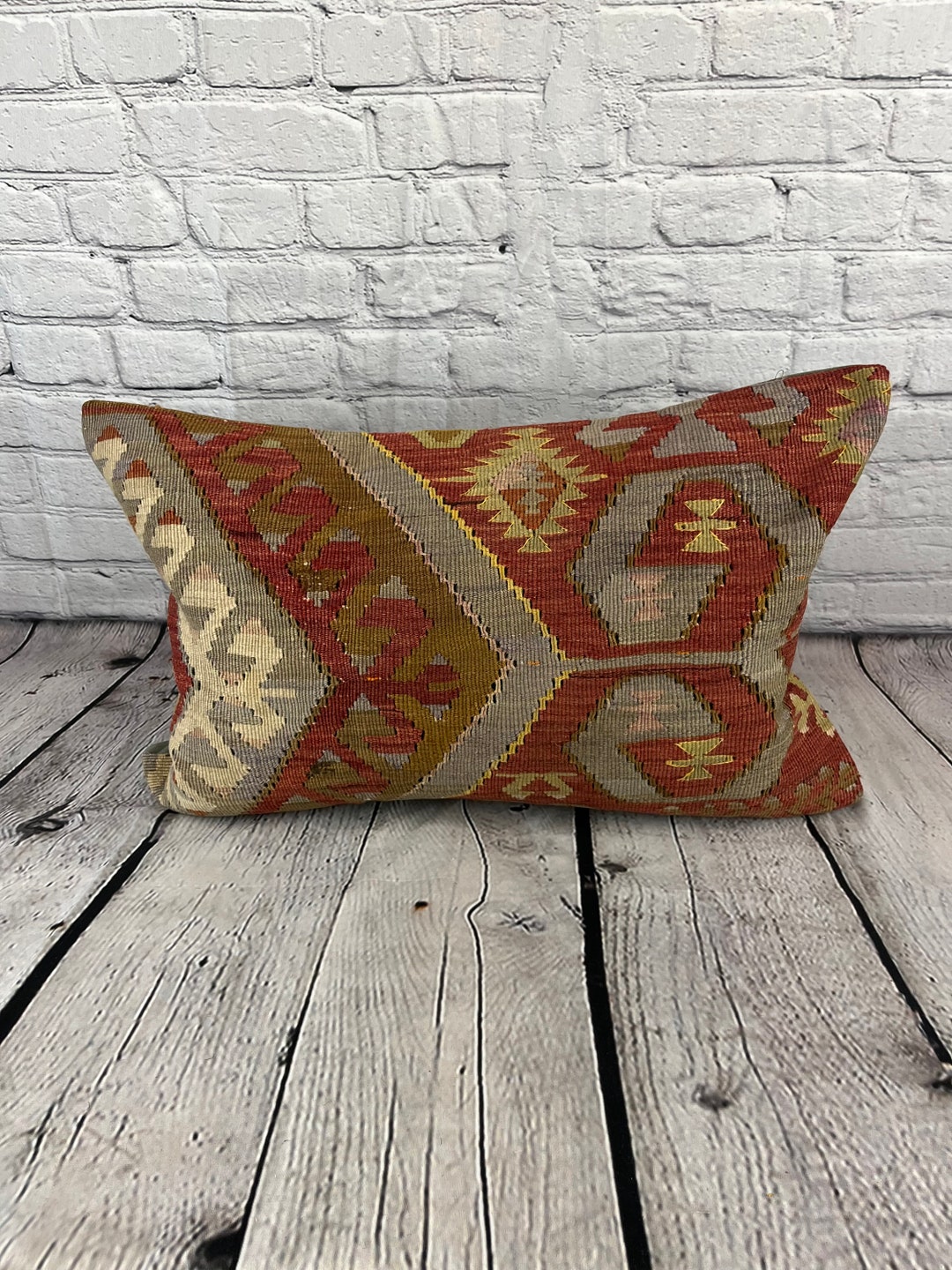 Turkish Kilim Pillow, 16 X 24 Pillow, Oushak Pillow, Lumbar Pillow ...