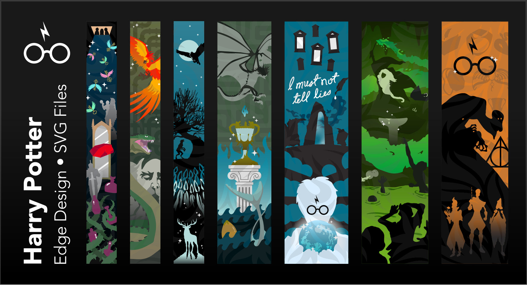 HP Series Edge Designs | SVG, Sprayed Edges Stencil, PNG, Cricut ...