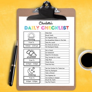 Kids Daily School Checklist, Responsibility Chart, to Do List, Editable ...
