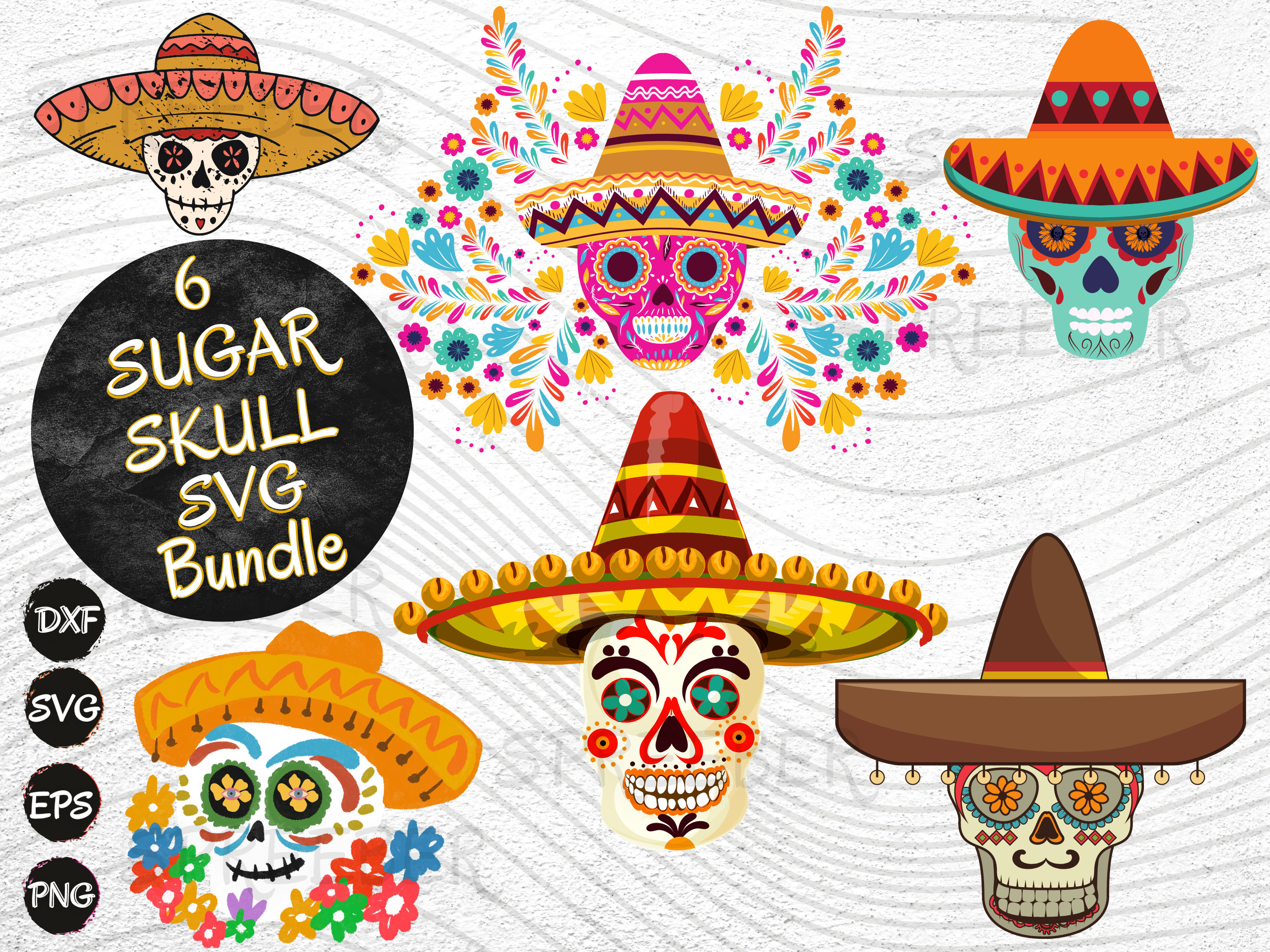 Bright Sugar Skull SVG Bundle Mexican Skull SVG Bundle Day - Etsy