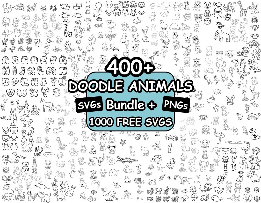 Animal Svg Bundle, Doodle Svg, Pet Svg, Animal Clipart, Nursery Svg ...