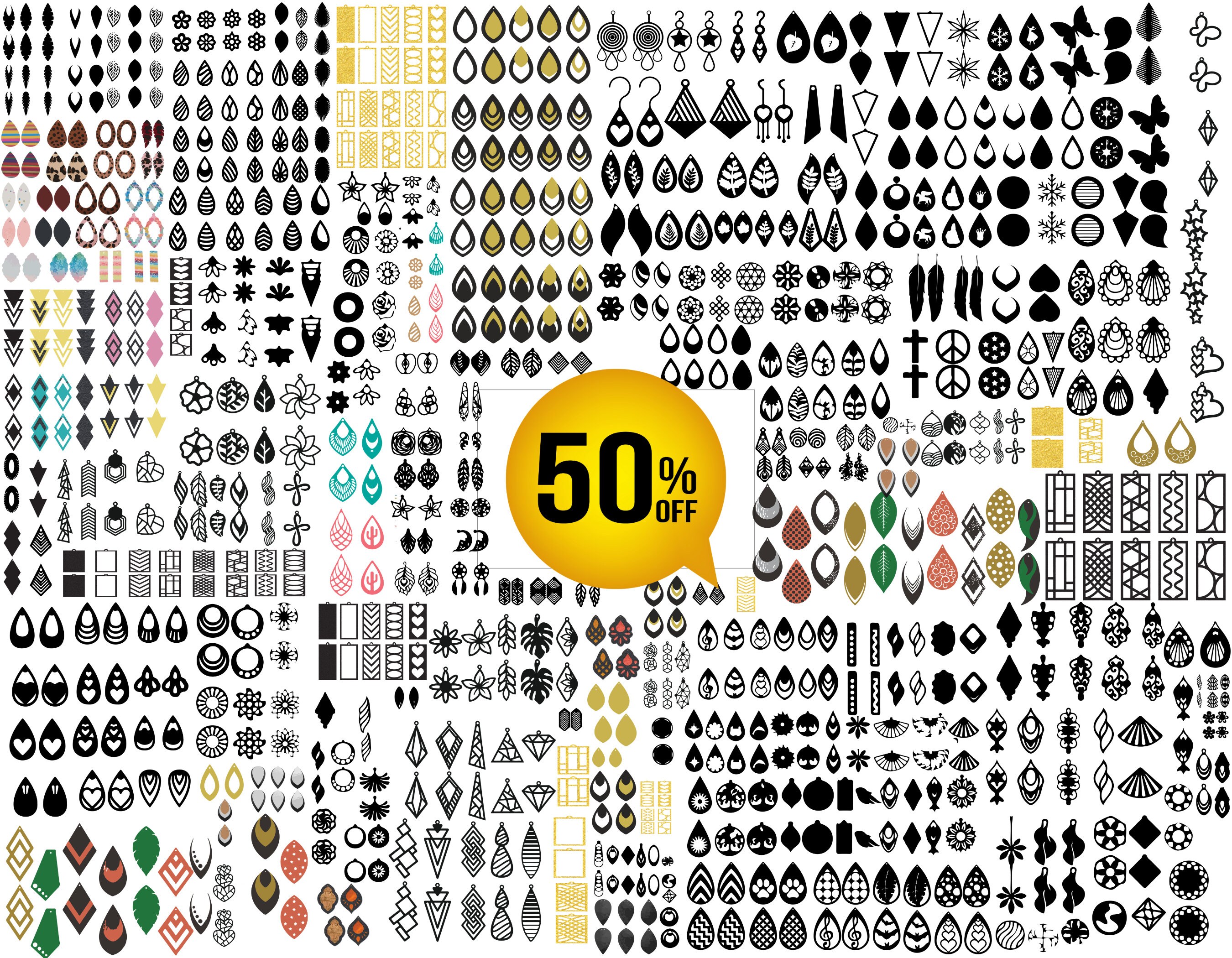 450+ Earrings SVG and PNG Bundle, Geometric & Faux Leather Earring Cut ...