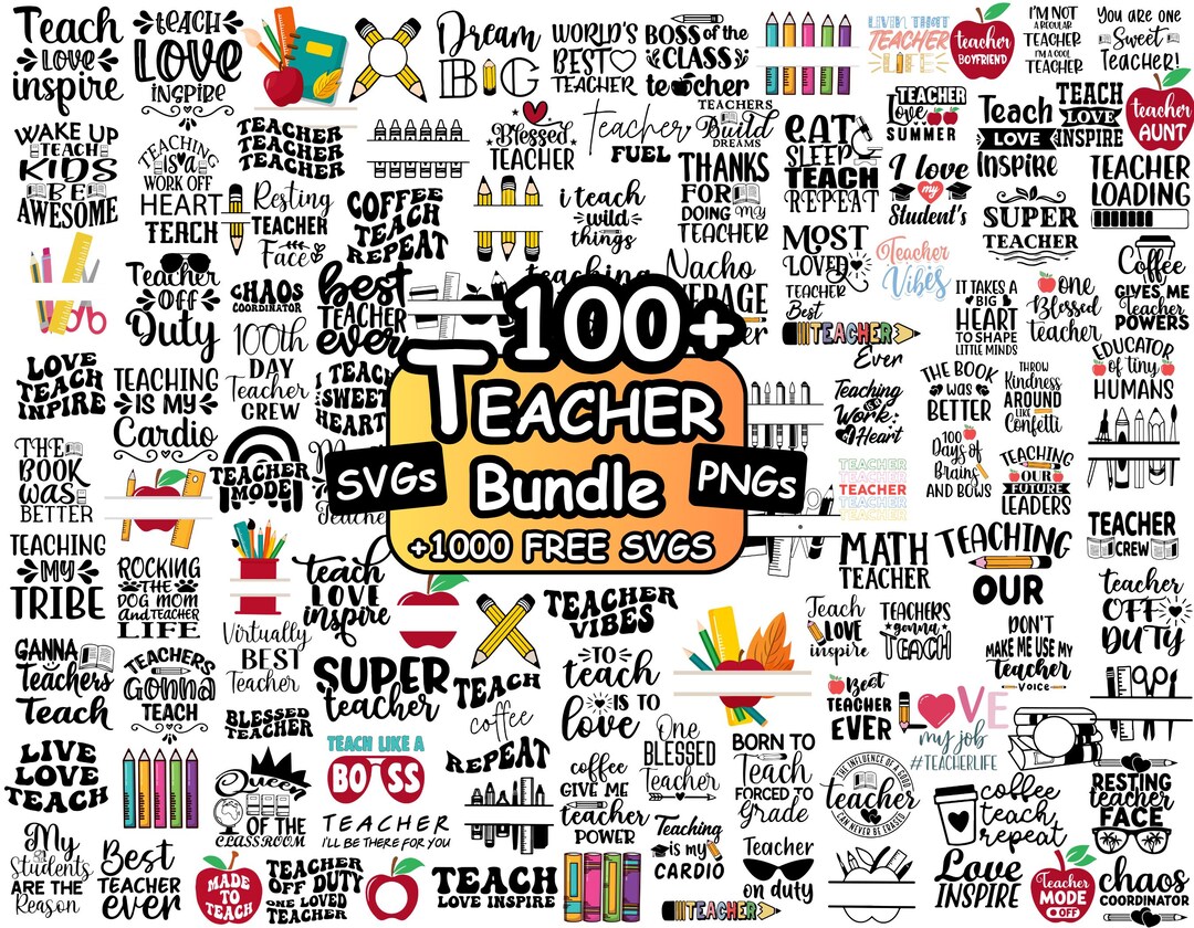 Teacher Svg Bundle, Teacher Svg, School Svg, Teacher Clipart, Teacher ...