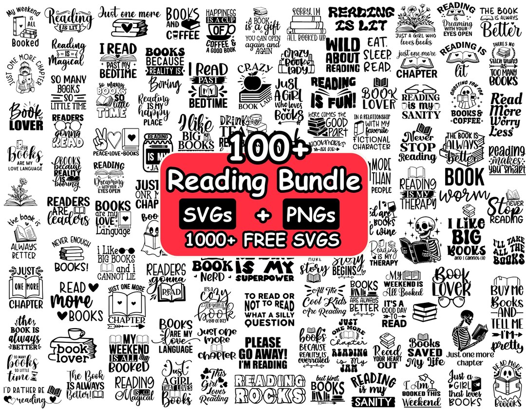 Reading Svg Bundle, Book Lovers Svg, Librarian Svg, Book Quotes Svg ...