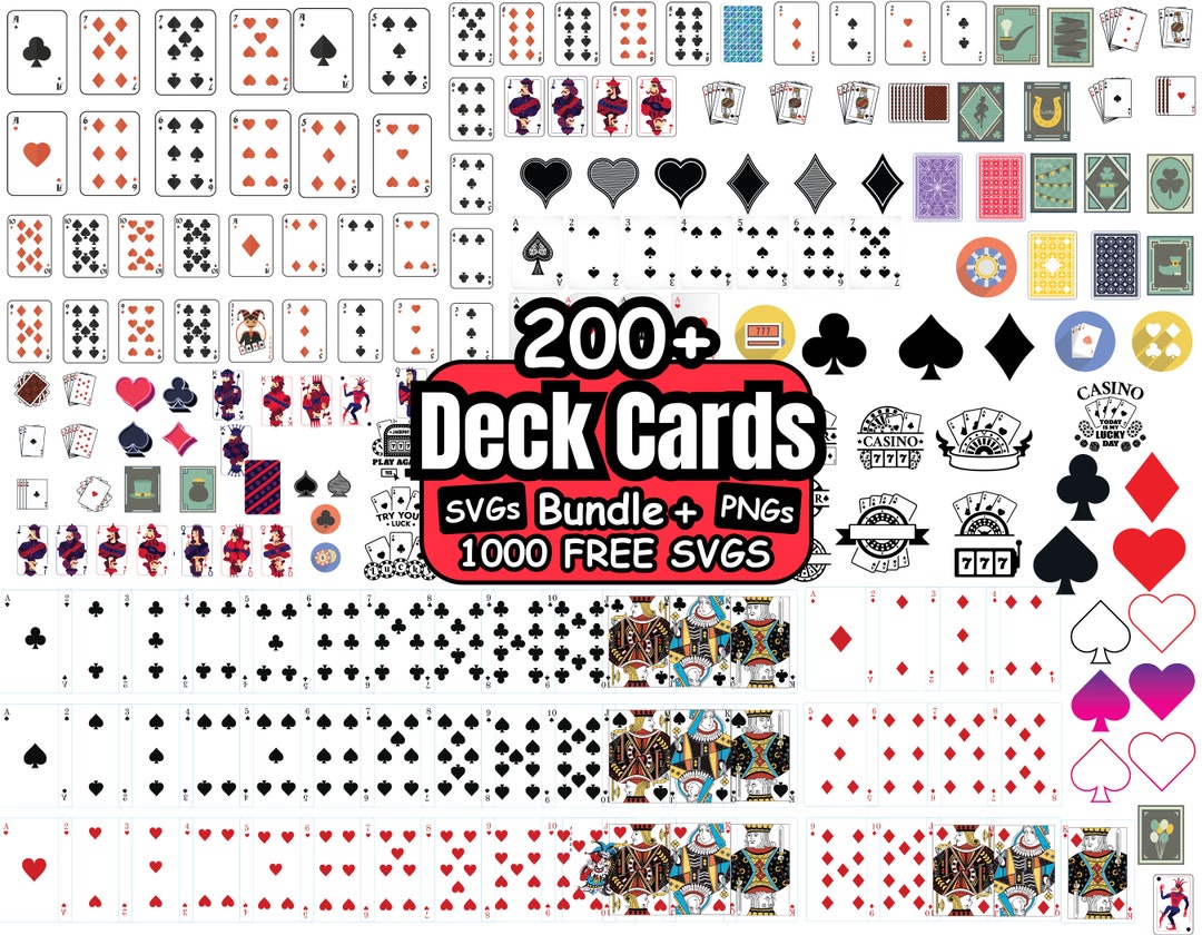 Full Playing Cards Deck Set Svg Png Bundle, Poker Cards Svg, Full Deck ...