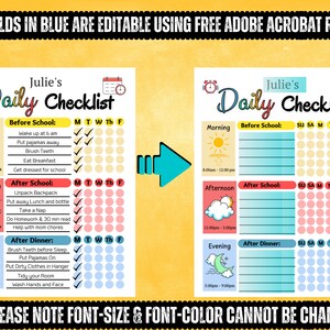 Kids Daily Checklist, Responsibility Chart, Daily Routine Homeschool ...