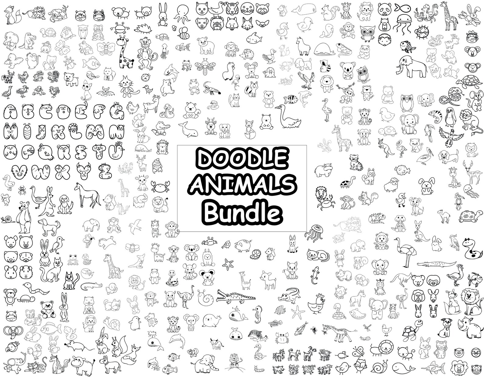 Animal Svg Bundle, Doodle Svg, Pet Svg, Animal Clipart, Nursery Svg ...