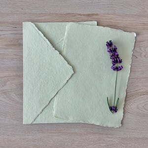 5x7" Sage Green 150gsm Handmade Deckled Edge Cotton Rag Paper Deckle ...