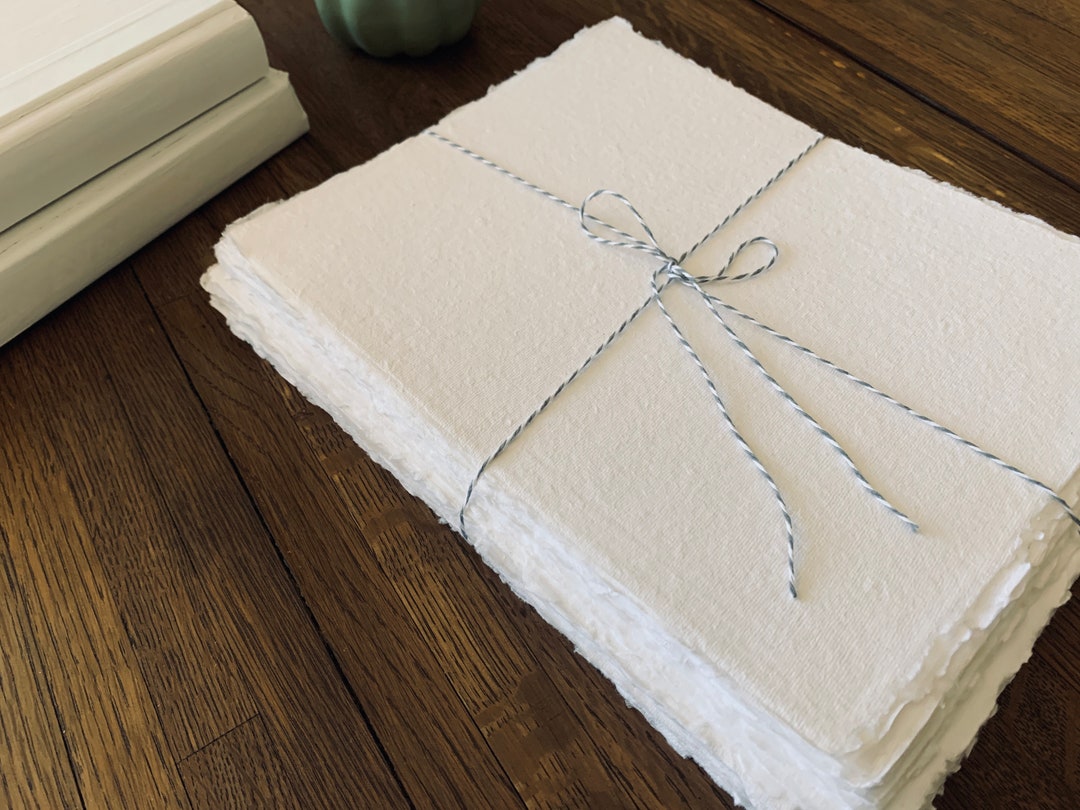 8x10" IVORY 150gsm Handmade Paper Deckled Edge Cotton Paper for Wedding ...