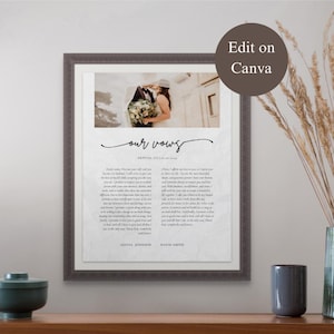 Personalized Vow Keepsake Print, Custom His & Her Gift, Modern ...