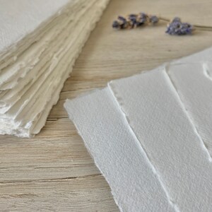 5x7 WHITE 150gsm Handmade Deckled Edge Cotton Rag Paper Deckle Edge ...