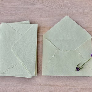 5x7" Sage Green 150gsm Handmade Deckled Edge Cotton Rag Paper Deckle ...