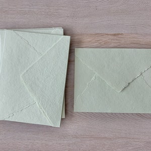 5x7 Sage Green 150gsm Handmade Deckled Edge Cotton Rag Paper Deckle ...