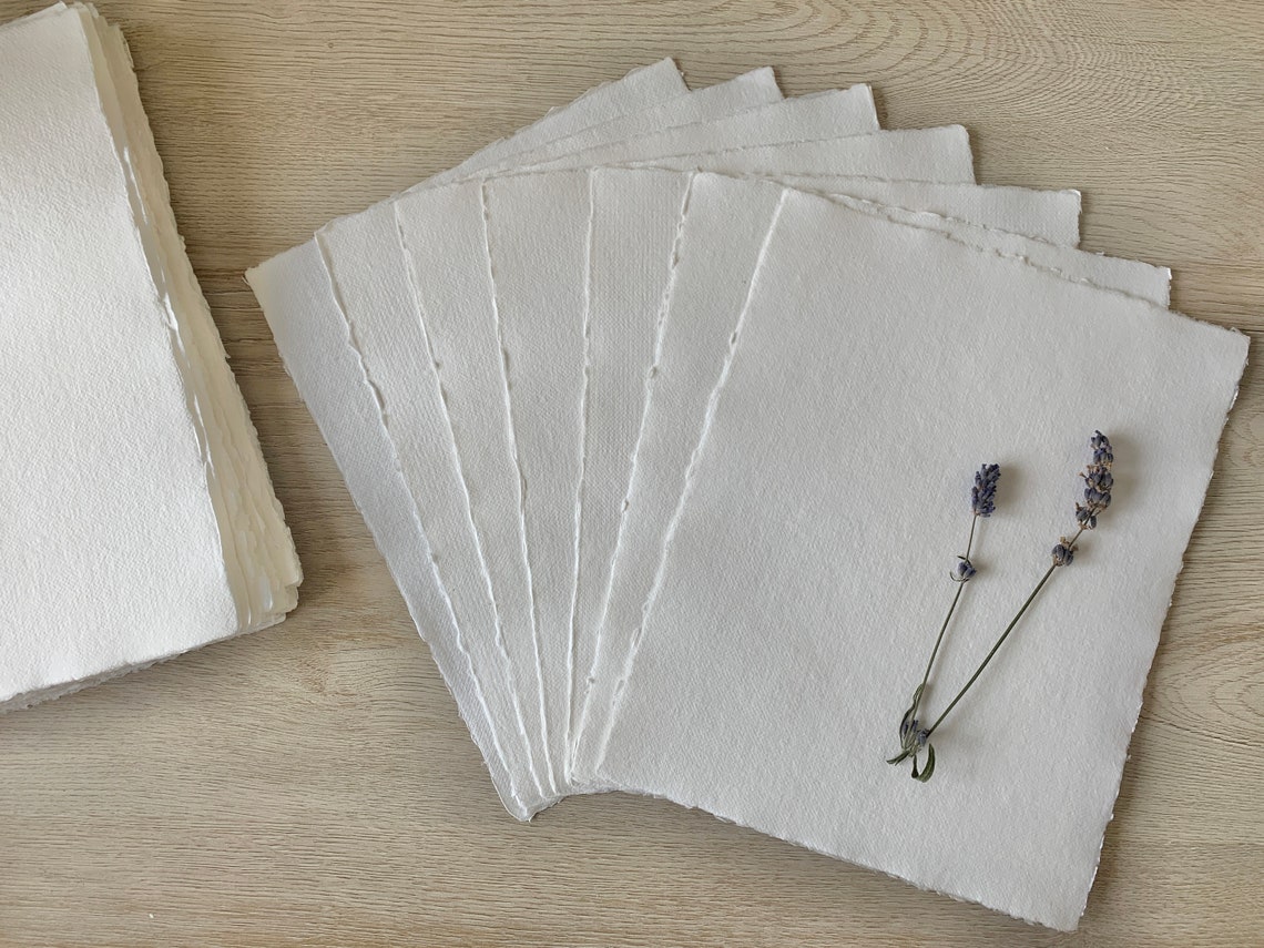 8x10" WHITE 150 Gsm Handmade Paper Deckled Edge Cotton Paper for ...