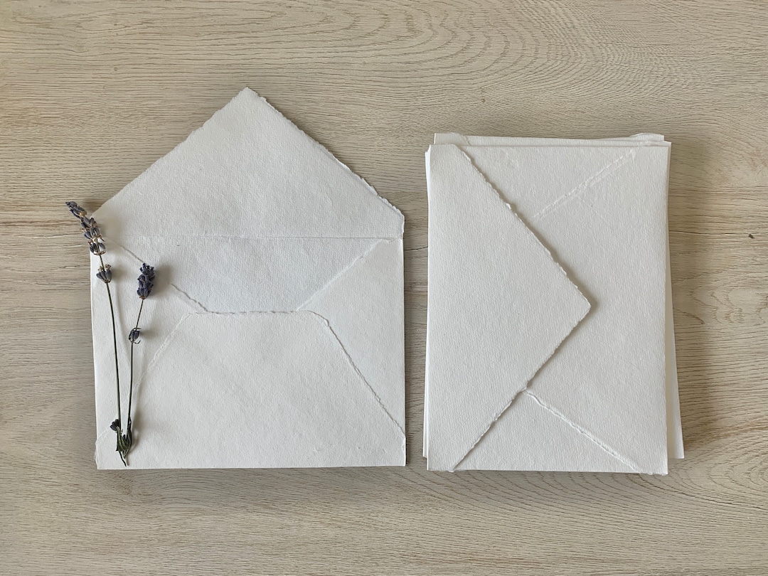 A7 WHITE Cotton Envelopes A7 Cotton Envelope Deckle Edge Paper Deckled ...