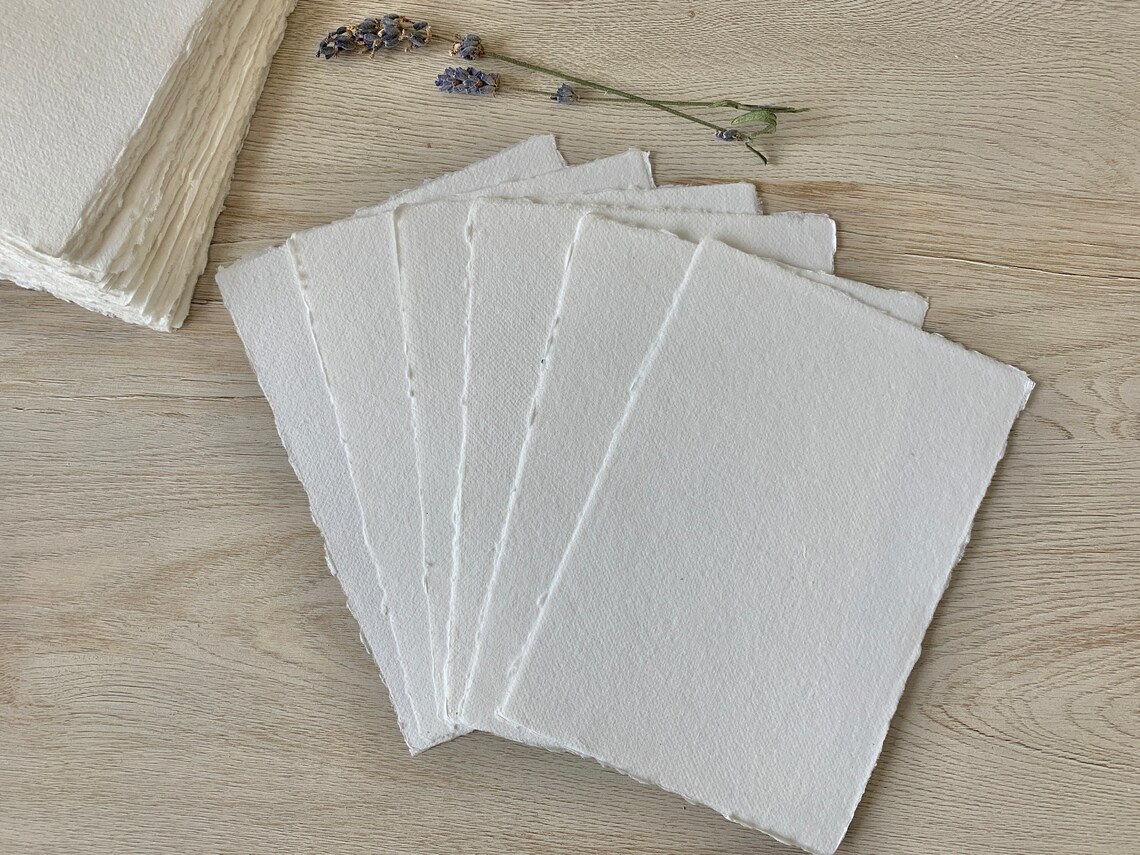 5x7 IVORY 150gsm Handmade Deckled Edge Cotton Rag Paper - Etsy