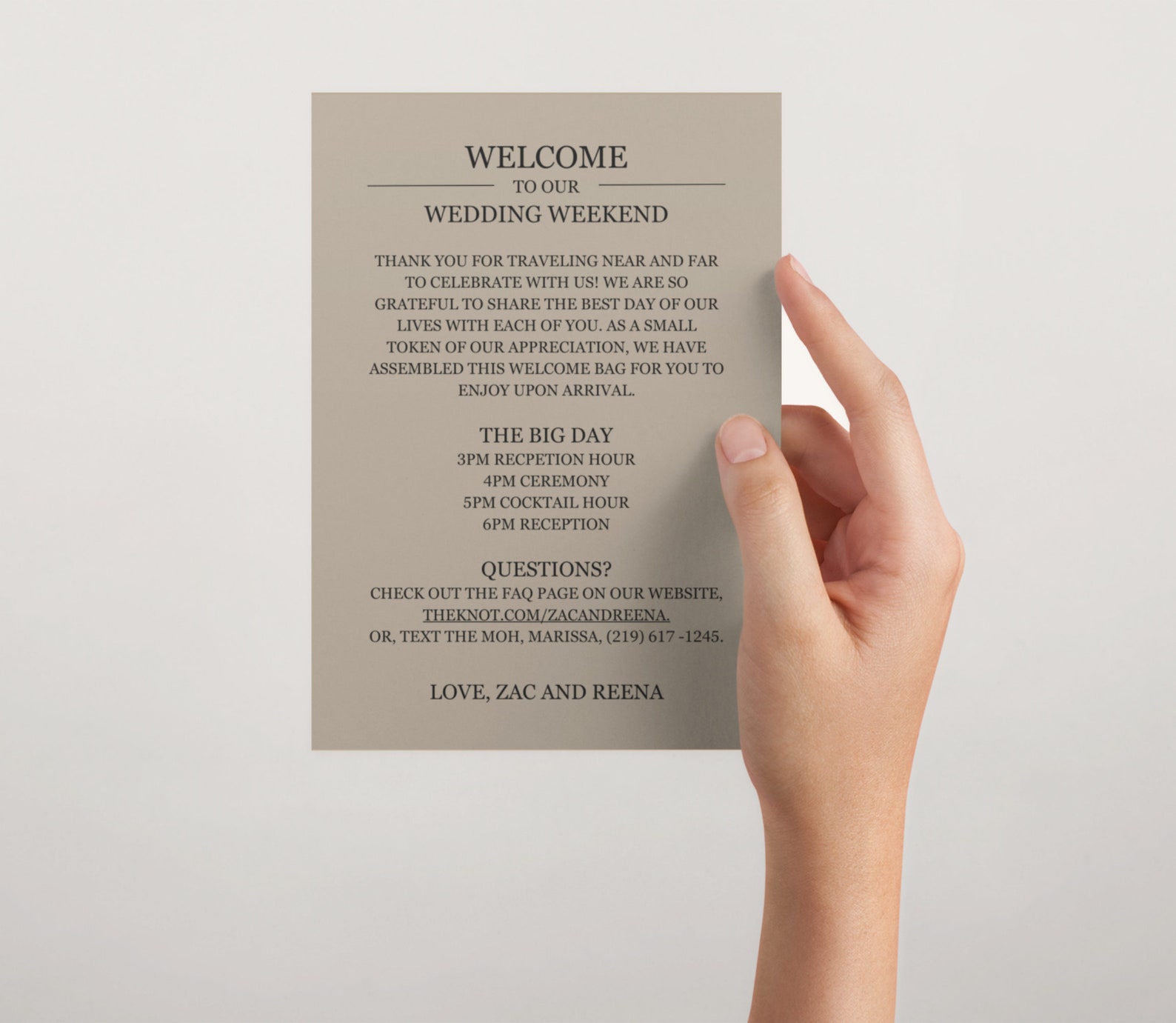 Wedding Itinerary Card, Wedding Welcome Card, Welcome Letter, Timeline ...