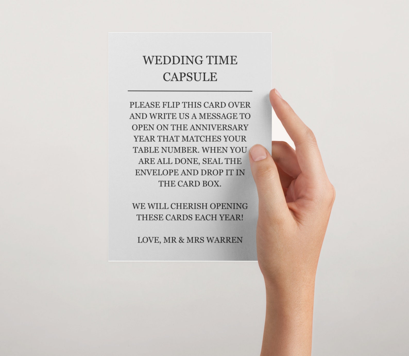 Wedding Time Capsule Card, Wedding Custom Card, Black and White ...