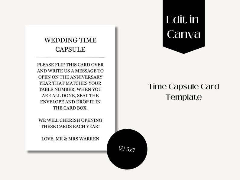 Wedding Time Capsule Card, Wedding Custom Card, Black and White Personalized Card - Etsy