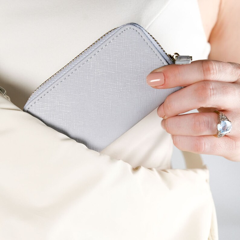 Small Leather Wallet Woman Cute Slim Saffiano Leather Wallet Wallet ...