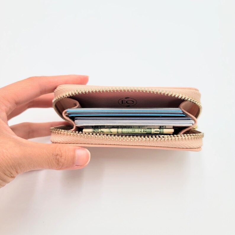 Small Leather Wallet Woman Cute Slim Saffiano Leather Wallet Wallet ...