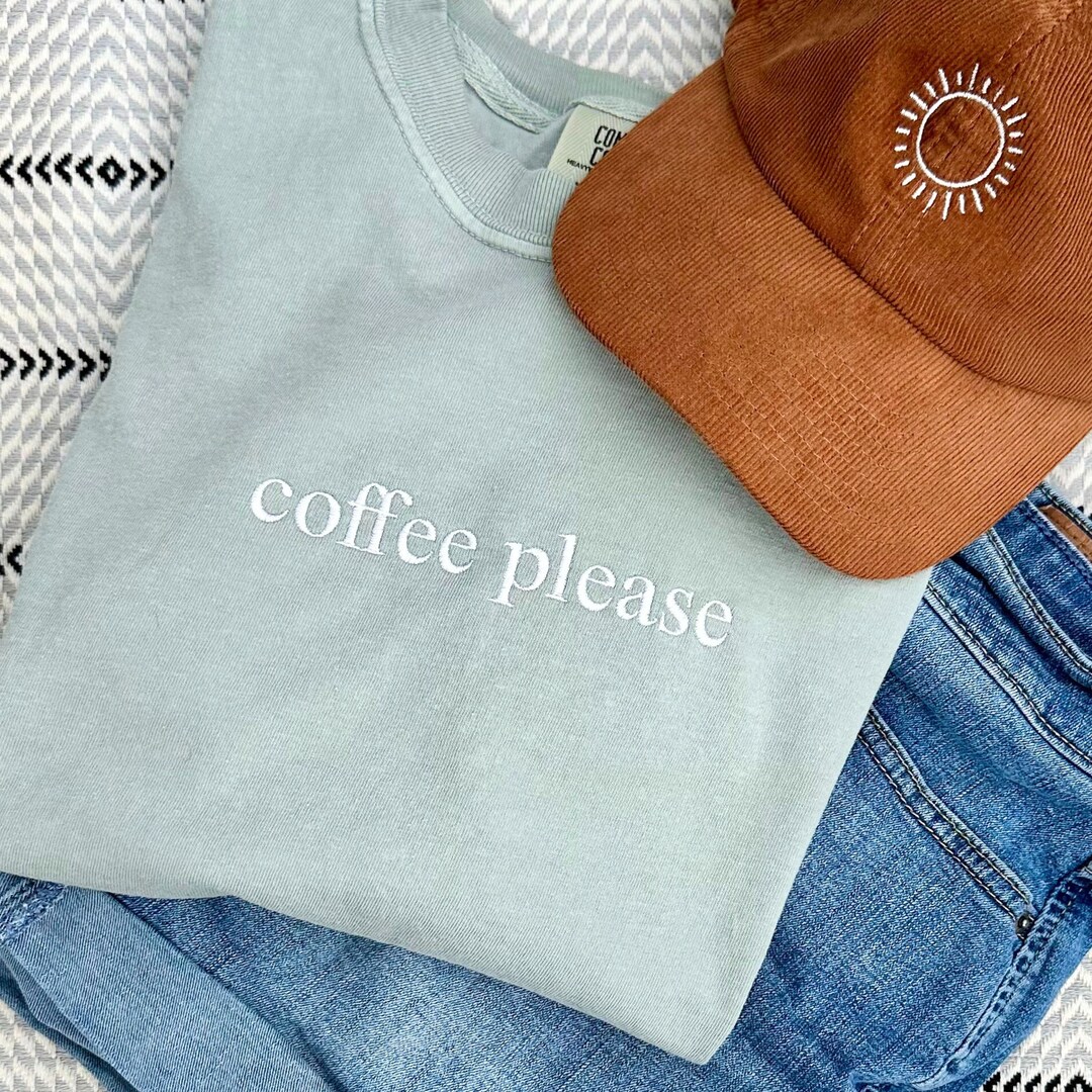 Embroidered Coffee T-shirt Comfort Colors Coffee Lover Shirt Aesthetic ...