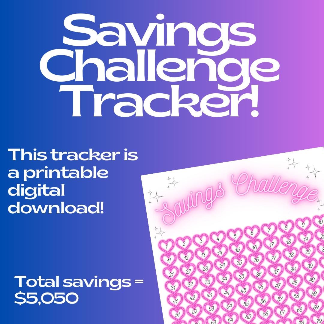 DIGITAL DOWNLOAD 100 Envelope Savings, 5,050 Dollar Savings Tracker ...