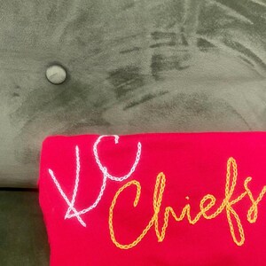 KC Chiefs Hand-embroidered Sweatshirt - Etsy