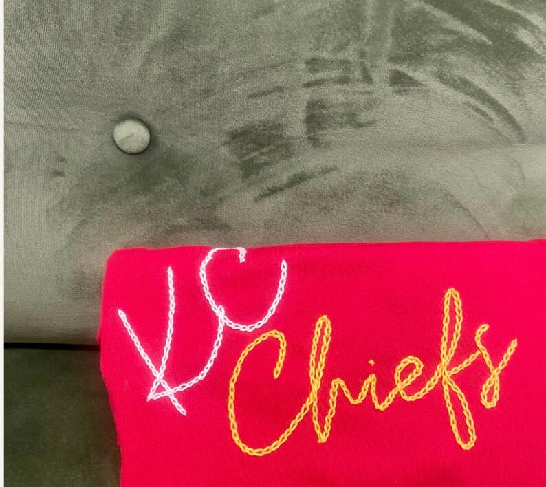 KC Chiefs Hand-embroidered Sweatshirt - Etsy