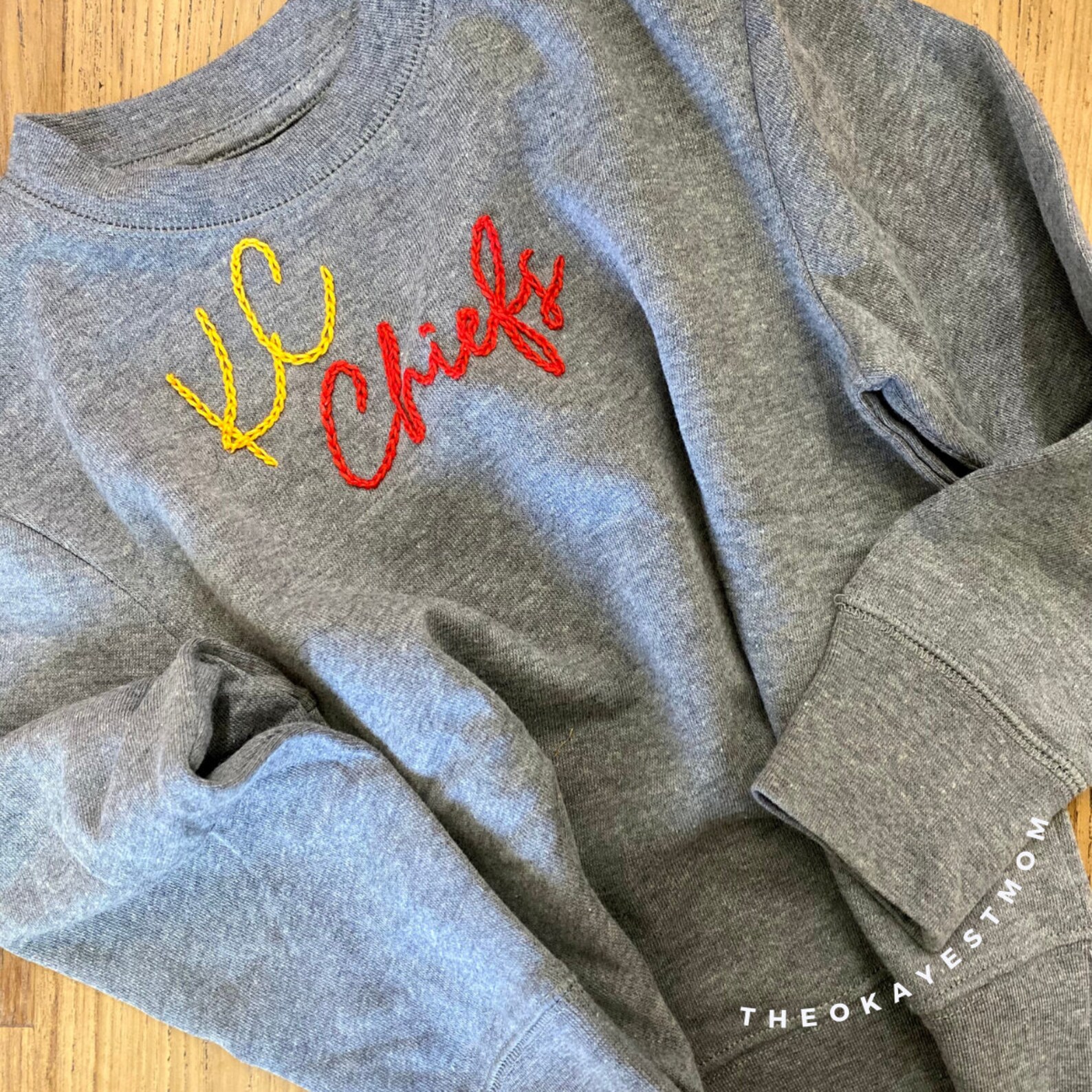 KC Chiefs Hand-embroidered Sweatshirt - Etsy