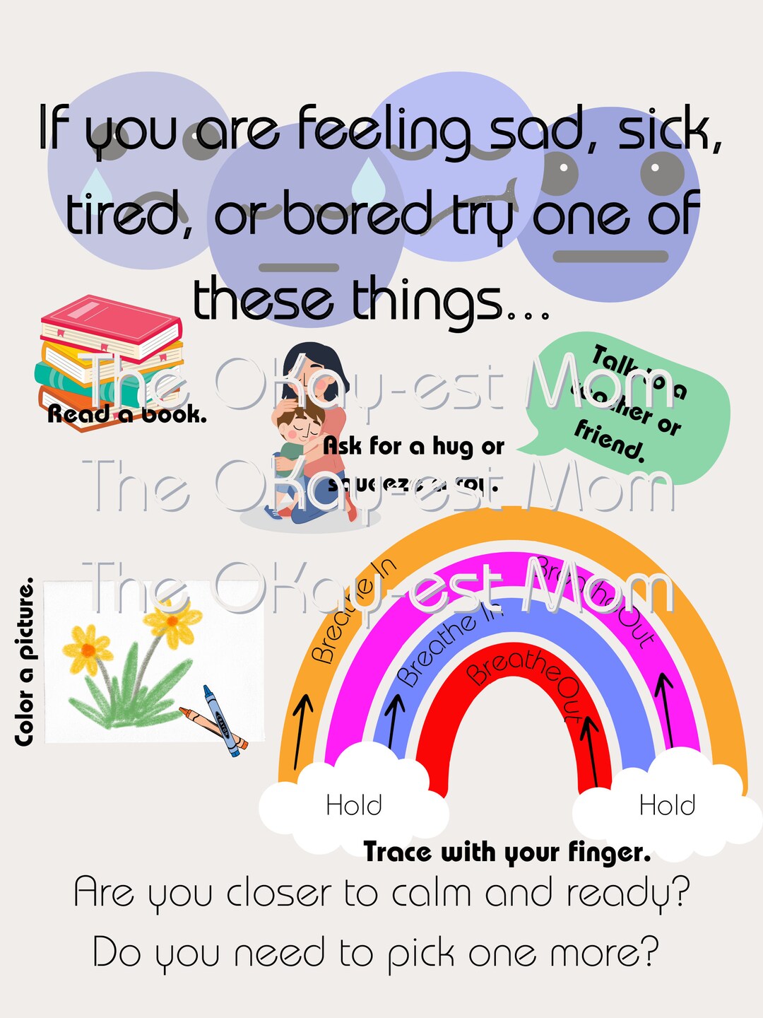 Kids Calming Skills Chart for Big Feelings- Set of 3 - Etsy