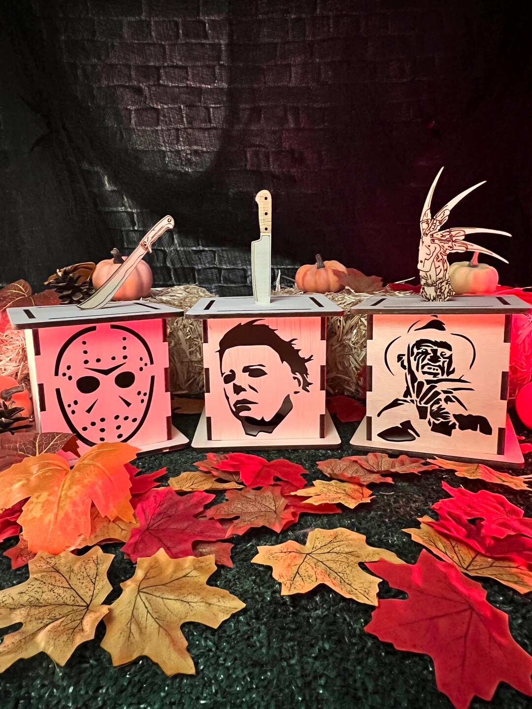 Horror Character Wood Jack-o’-lantern Lightbox With LED Tea Light - Etsy